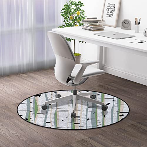 Round mat Office Chair Mat Hardwood Floor mat Round Chair Cushion for Office and Home Decoration Chair Cushion Forest Dense Tree Formation Green Grey,Diameter 60 in