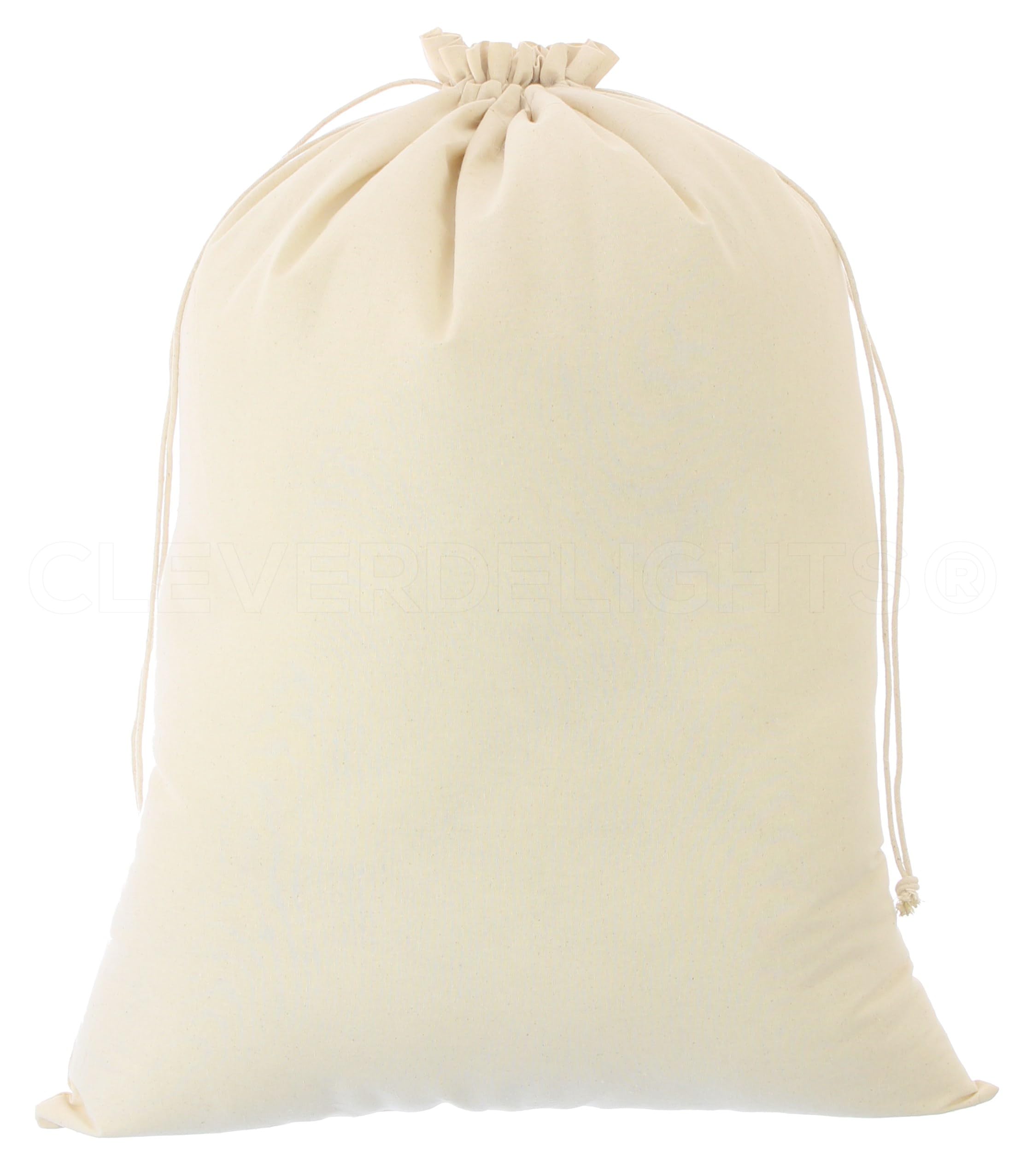 CleverDelights Cotton Bags - 18" x 24" - 20 Pack - Premium Drawstring Storage Muslin Bag - 18x24 Inch