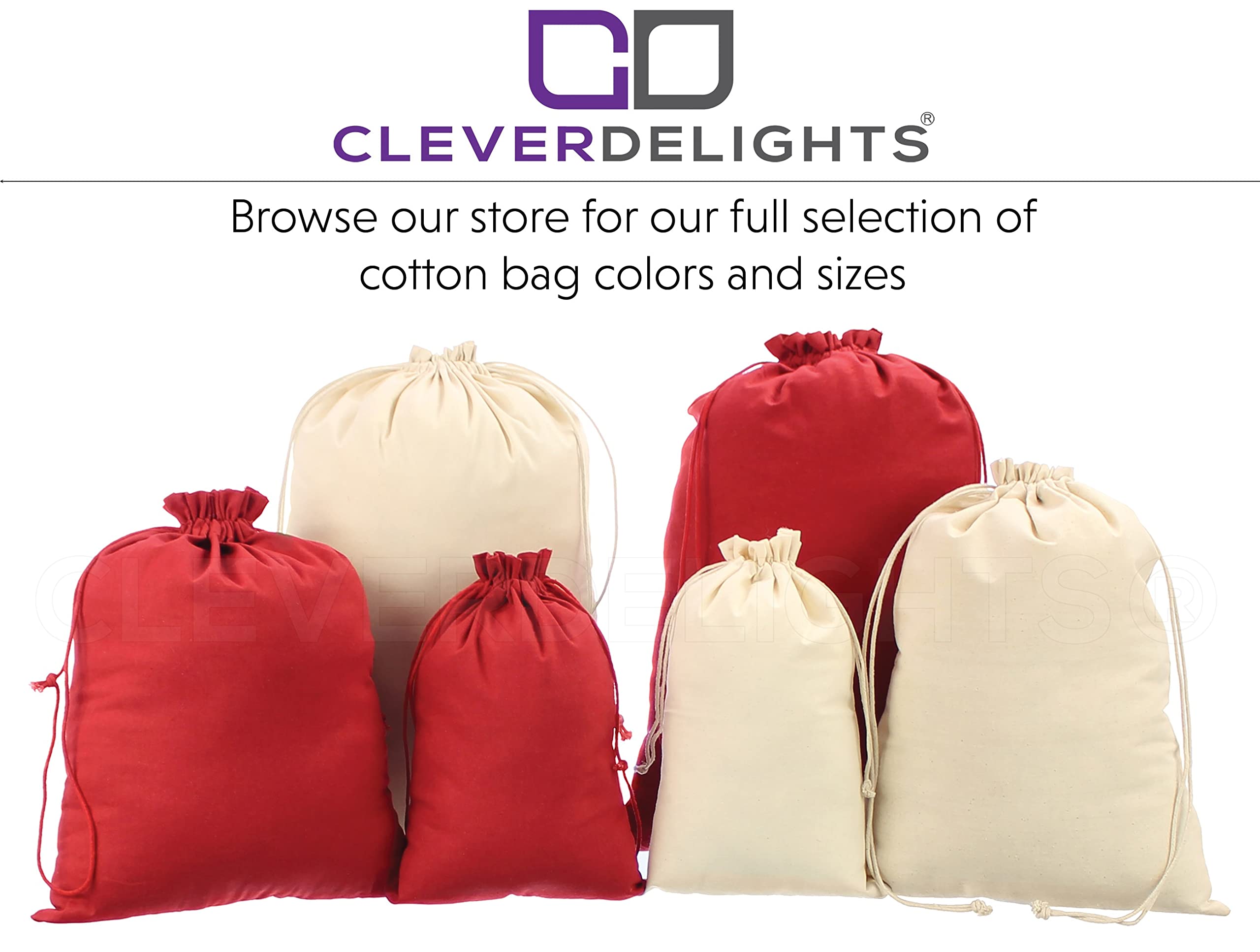 CleverDelights Cotton Bags - 18" x 24" - 20 Pack - Premium Drawstring Storage Muslin Bag - 18x24 Inch