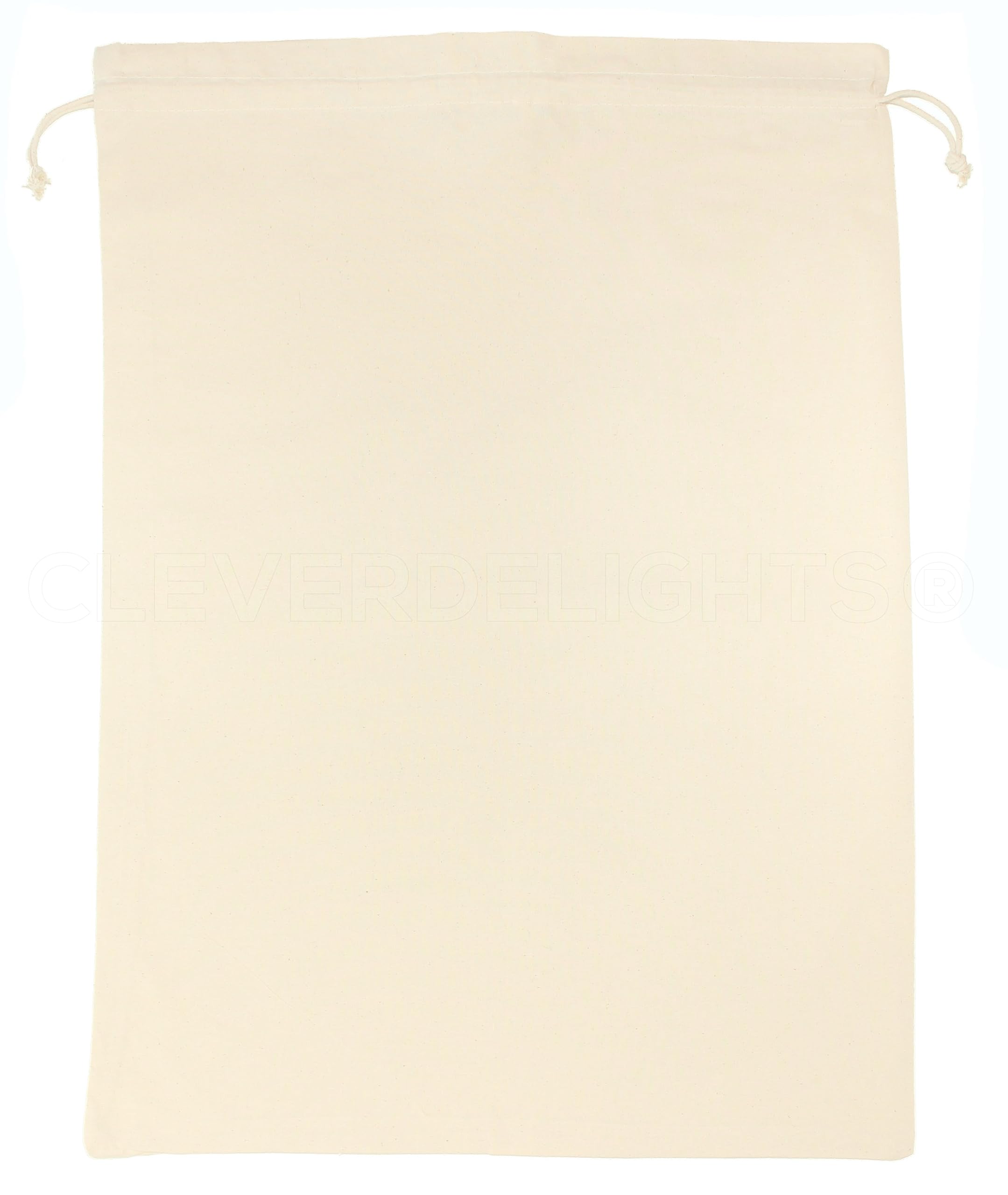 CleverDelights Cotton Bags - 18" x 24" - 20 Pack - Premium Drawstring Storage Muslin Bag - 18x24 Inch