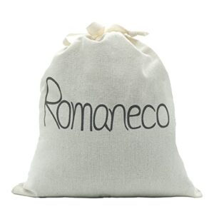 romaneco reusable cotton and hemp drawstring cloth bag for for wrapping gifts, birthday, wedding, graduation party or trip (9.84 x 9.84 inches)