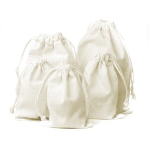 knitial 3"x4" natural cotton muslin drawstring bags multipurpose 25 bag pack