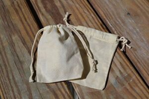 reusable eco friendly 3x5 inches cotton canvas double drawstring muslin bags (natural color) (200)