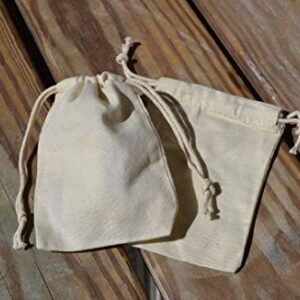 REUSABLE ECO FRIENDLY 3X5 INCHES COTTON CANVAS DOUBLE DRAWSTRING MUSLIN BAGS (Natural color) (200)