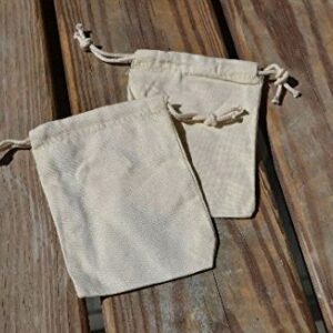 REUSABLE ECO FRIENDLY 3X5 INCHES COTTON CANVAS DOUBLE DRAWSTRING MUSLIN BAGS (Natural color) (200)