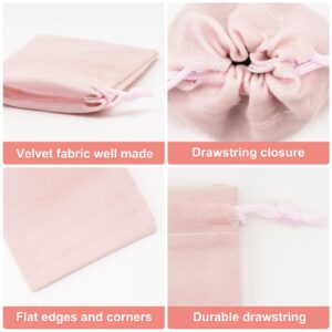 G2PLUS Small Velvet Jewelry Pouches, 20PCS Small Velvet Gift Bags with Drawstring, Pink Velvet Gift Bags, Christmas Gift Bags for Wedding Favors, Candy Bags, Party Favors (2.75''x3.54'')