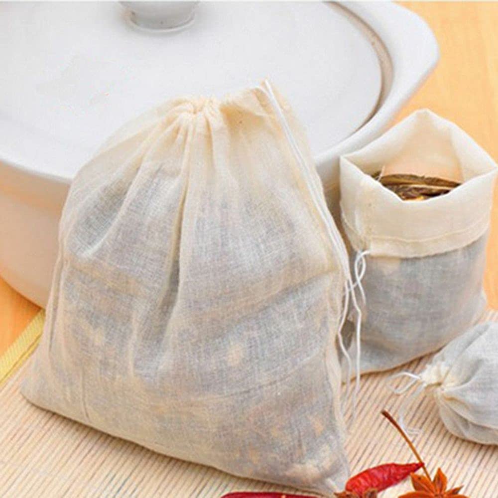 Cotton Pouch Drawstring Bags Sachet Bag Storage Bag Portable Tea Filter Muslin Bag Food Packing Bags Gifts Pouch Home Supplies(8x10cm-10pcs)