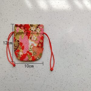 Printed Cotton Cloth Jewelry Gift Pouch Small Drawstring Jewellery Packaging Bag Bracelet Necklace Earrings Ring Storage Bags (50, red)