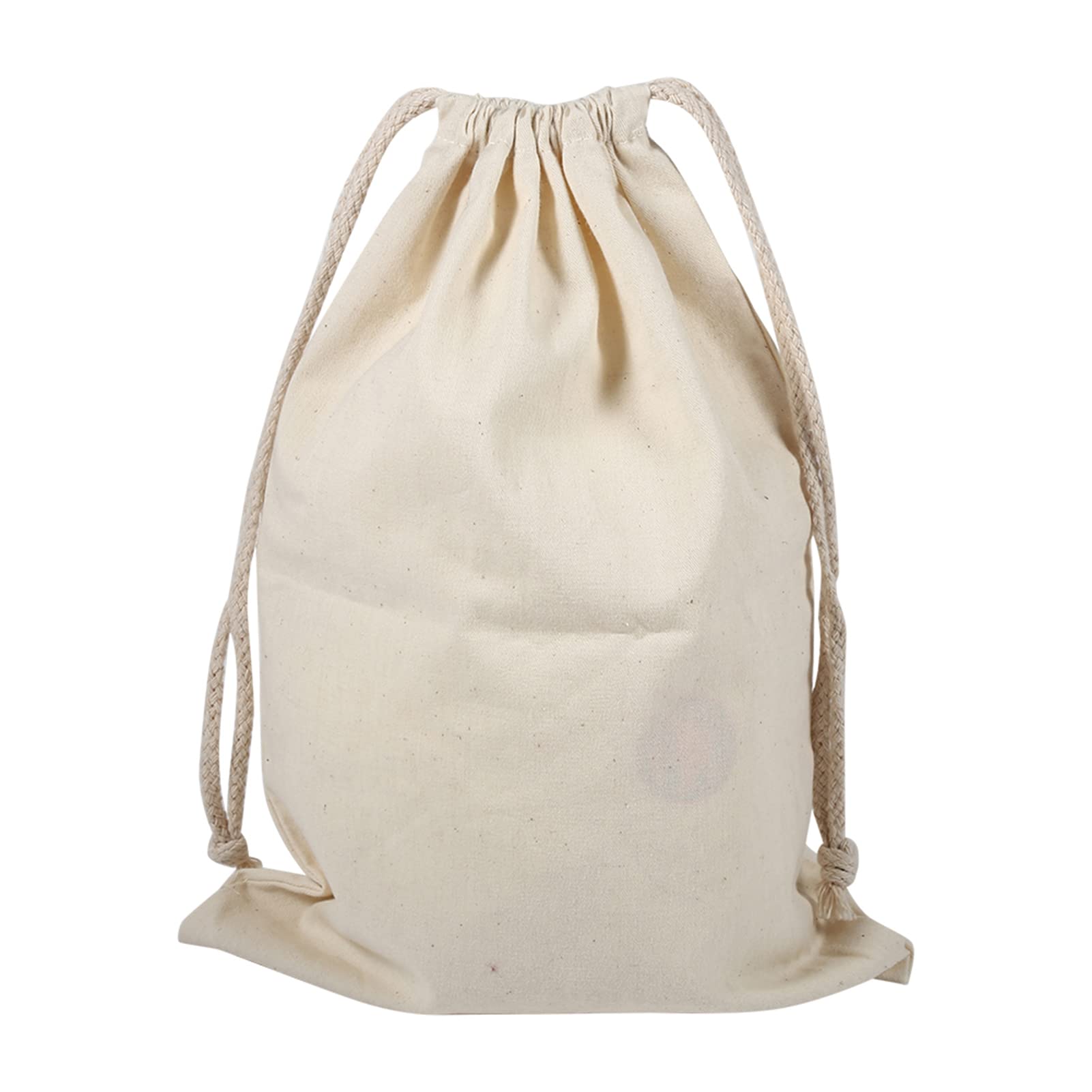 Household Plain Cotton Drawstring Storage Laundry Sack Stuff Bag for Travel Home Use 22 * 28CM