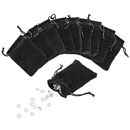 Super Z Outlet 3" x 4" Black Velveteen Sack Pouch Bags for Jewelry, Gifts, Event Supplies (50 Pouches)