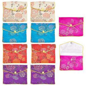 nbeads 10 pcs silk jewelry pouch with zipper, 4"×5" chinese silk pouches travel jewelry pouch small zippered jewelry pouches asian jewelry pouch for traveling jewelry, wedding gift package