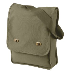 authentic pigment 14 oz. pigment-dyed canvas field bag, khaki green, one size