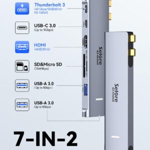 USB C Adapter HDMI Hub for MacBook Pro/Air M1 M2 2023 2022 2021 13"15"16",Mac USB Adapter 7-in-2, MacBook Accessories with HDMI,Thunderbolt 3, USB C and 2 USB A 3.0 Data Ports, SD&microSD Card Reader