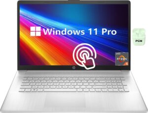 hp 17.3 inch touchscreen laptop for college students, school, amd ryzen 5 7530u (beats i7-1165g7), 16gb ram, 1tb ssd, windows 11 pro, 10 number keyboard, wifi 6, hdmi, silver, pcm