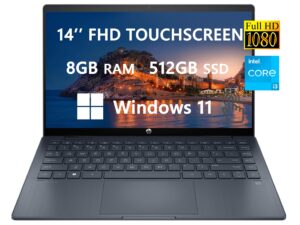 hp 2023 pavilion 2-in-1 14" fhd touchscreen laptops for student & business, intel 12th gen core i3-1215u, up to 4.4 ghz, 8gb ram|512gb ssd, long battery life, usb-c, windows 11, blue, rokc hdmi cable