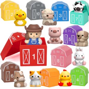 learning toys for 1,2,3 year old toddlers, 20pcs farm animals barn toy montessori counting, matching & sorting fine motor games, christmas birthday easter gift for baby boys girls age 12-18 months