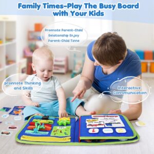 URMYWO Busy Board for Toddlers, Montessori Toys Busy Book for 1 2 3 4 Year Old Toddlers Preschool Learning Activities with Alphabet Number, Animal Travel Toys Gifts for Plane Car Motor Skills