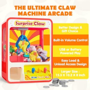 JOYIN Claw Machine Arcade Toy with LED Light & Adjustable Sound, Rechargable Dispenser Toys Mini Vending Machine for Kids - Perfect Christmas & Birthday Big Gifts for Kids, Ages 3+