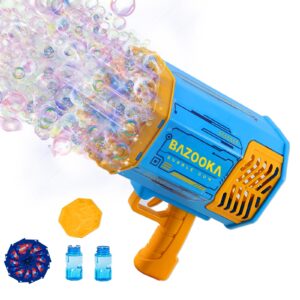 bubble gun bazooka bubble machine gun 69 hole bubble blaster blower with colored lights gifts for kids adults outdoor best tik tok toys for wedding birthday party blue