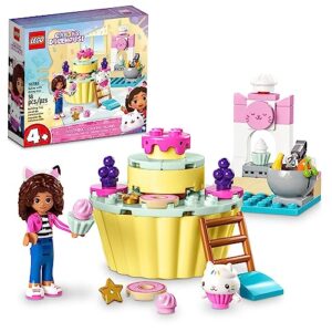 lego gabby's dollhouse bakey with cakey fun 10785 building toy set for fans of the dreamworks animation series, pretend play kitchen, oven and giant cupcake to decorate, gift for 4+ year olds