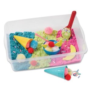 creativity for kids sensory bin: ice cream shop playset - toddler learning toys for kids ages 3-4+, kids pretend play ice cream set, kids gifts for girls and boys, medium