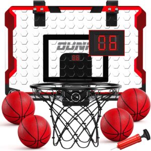 temi basketball hoop indoor, mini basketball hoop with 4 balls & electronic scoreboard, over the door basketball hoop, basketball toys for boys girls age 5 6 7 8 9 10 11 12 - kids & teens gift ideas