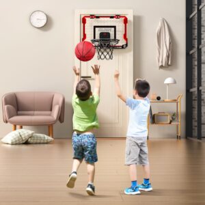 TEMI Basketball Hoop Indoor, Mini Basketball Hoop with 4 Balls & Electronic Scoreboard, Over The Door Basketball Hoop, Basketball Toys for Boys Girls Age 5 6 7 8 9 10 11 12 - Kids & Teens Gift Ideas