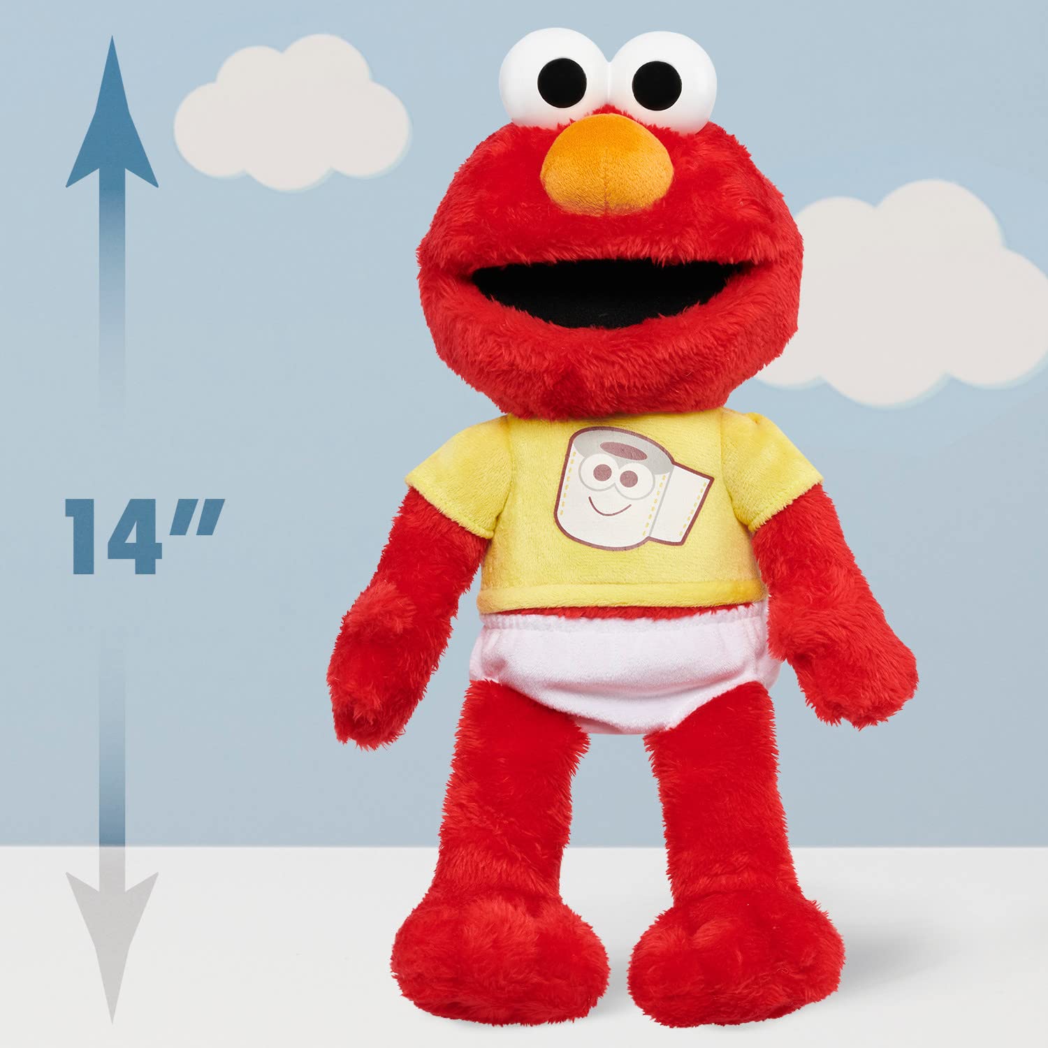 SESAME STREET Potty Time Elmo 12-Inch Sustainable Plush Stuffed Animal, Sounds and Phrases, Potty Training Tool, Officially Licensed Kids Toys for Ages 18 Month by Just Play, Medium