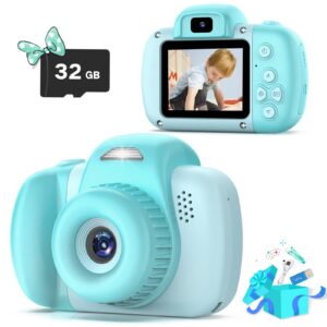 goopow mini kids camera toys for 3 4 5 6 7 8 year old girls boys, toddler children digital video camcorder camera, best chritmas birthday festival gift for kids - 32g sd card included