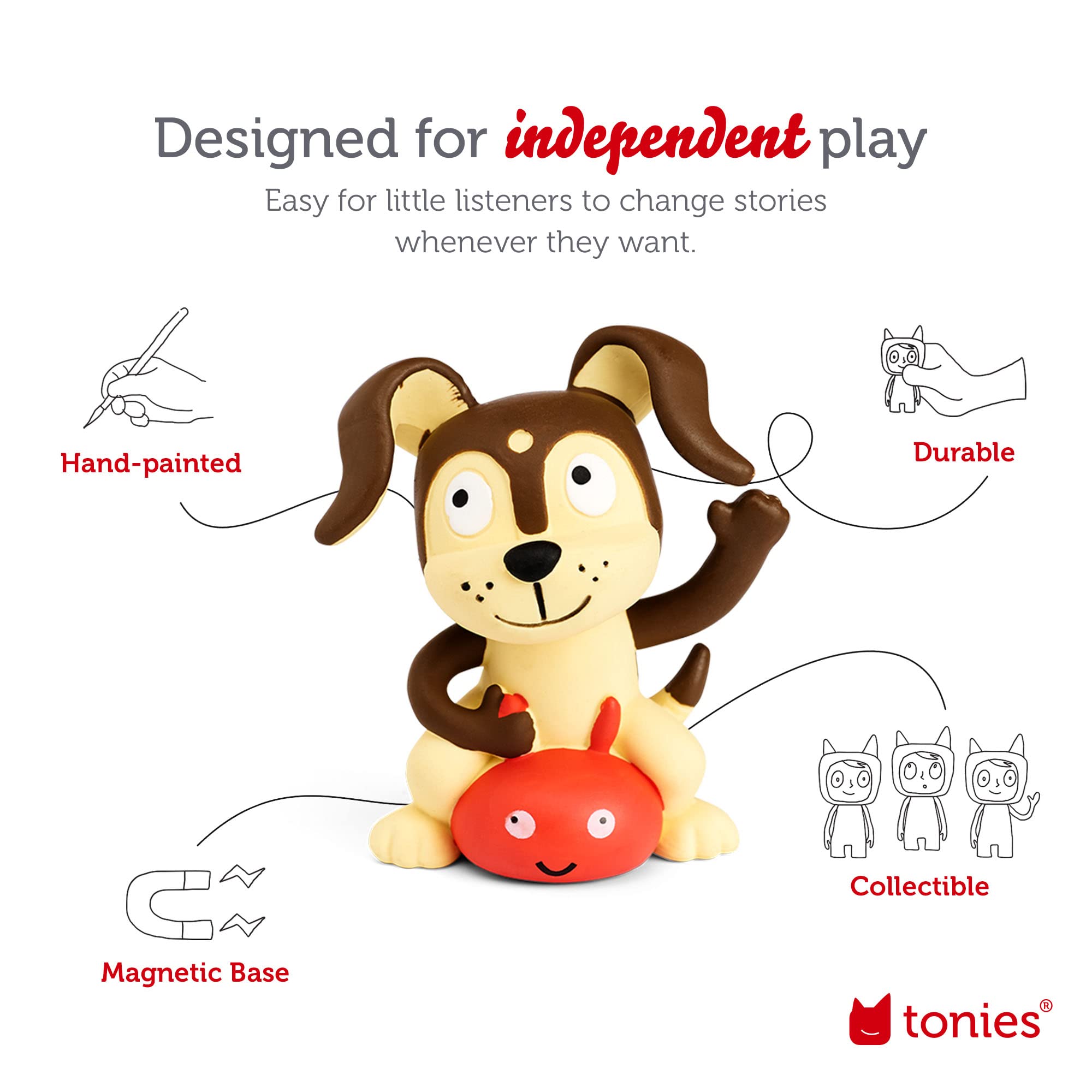 Toniebox Audio Player Starter Set with Chase, Skye, Marshall, and Playtime Puppy - Listen, Learn, and Play with One Huggable Little Box - Red