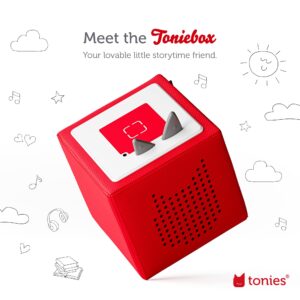 Toniebox Audio Player Starter Set with Chase, Skye, Marshall, and Playtime Puppy - Listen, Learn, and Play with One Huggable Little Box - Red