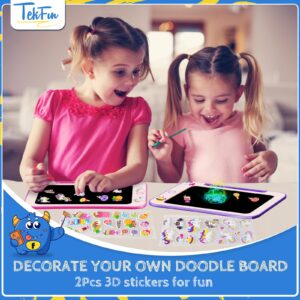 TEKFUN Toddler Kids Toys Gifts - 8.5 Inch LCD Writing Tablet Kids Doodle Board with Stickers Colorful Drawing Tablet, Kids Birthday Gifts Toys for 3 4 5 6 7 Years Old Girls (Pink)