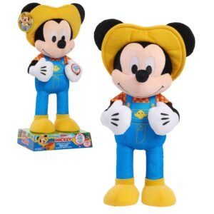 disney junior farmer mickey mouse feature plush, lights, phrases, and movement, officially licensed kids toys for ages 3 up, amazon exclusive