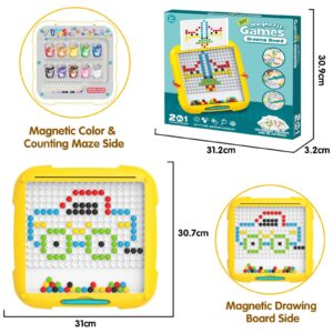 2 In 1 Magnetic Color and Number Maze & Magnetic Drawing Board, Double-Sides Color Matching Learning Counting Puzzle & Drawing Magnet Board, Learning Activities Educational Toys for 3+ Boys Girls