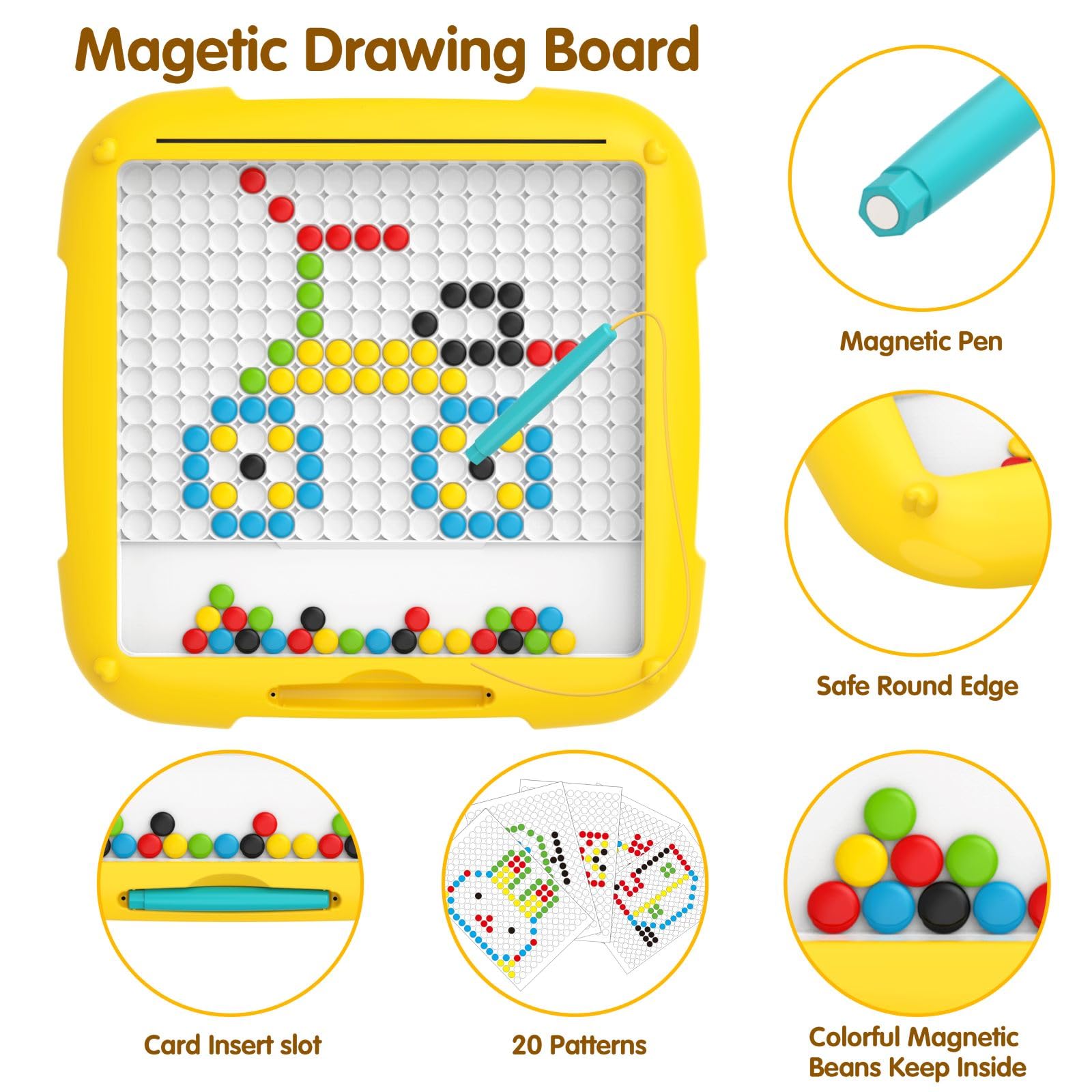 2 In 1 Magnetic Color and Number Maze & Magnetic Drawing Board, Double-Sides Color Matching Learning Counting Puzzle & Drawing Magnet Board, Learning Activities Educational Toys for 3+ Boys Girls