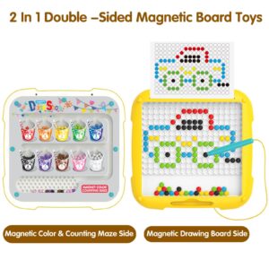 2 In 1 Magnetic Color and Number Maze & Magnetic Drawing Board, Double-Sides Color Matching Learning Counting Puzzle & Drawing Magnet Board, Learning Activities Educational Toys for 3+ Boys Girls