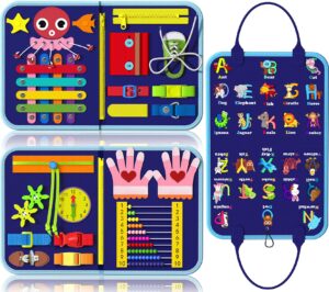 exorany busy board montessori toys for 1 2 3 year old boy & girl birthday gifts, autism sensory travel toys for toddlers 1-3, learning educational activities toddler toys age 1-2, 2-4 boys