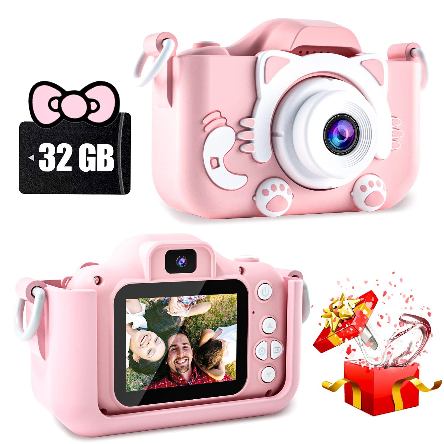 CIMELR Kids Camera Toys for 3 4 5 6 7 8 9 10 11 12 Years Old Boys/Girls, Kids Digital Camera for Toddler with Video, Birthday Festival for Kids, Selfie Camera for Kids, 32GB TF Card