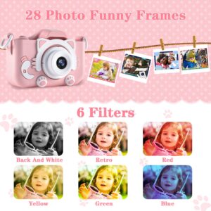 CIMELR Kids Camera Toys for 3 4 5 6 7 8 9 10 11 12 Years Old Boys/Girls, Kids Digital Camera for Toddler with Video, Birthday Festival for Kids, Selfie Camera for Kids, 32GB TF Card