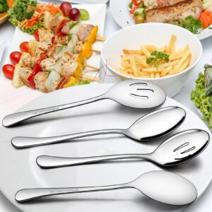 Homikit Stainless Steel 3 Large Serving Spoons, 3 Slotted Serving Spoons, 3 Serving Forks, Metal Serving Utensils Hostess Set for Food Catering Party Buffet Banquet Restaurant, Dishwasher Safe