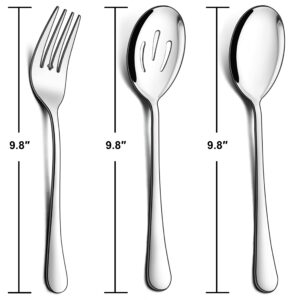 Homikit Stainless Steel 3 Large Serving Spoons, 3 Slotted Serving Spoons, 3 Serving Forks, Metal Serving Utensils Hostess Set for Food Catering Party Buffet Banquet Restaurant, Dishwasher Safe