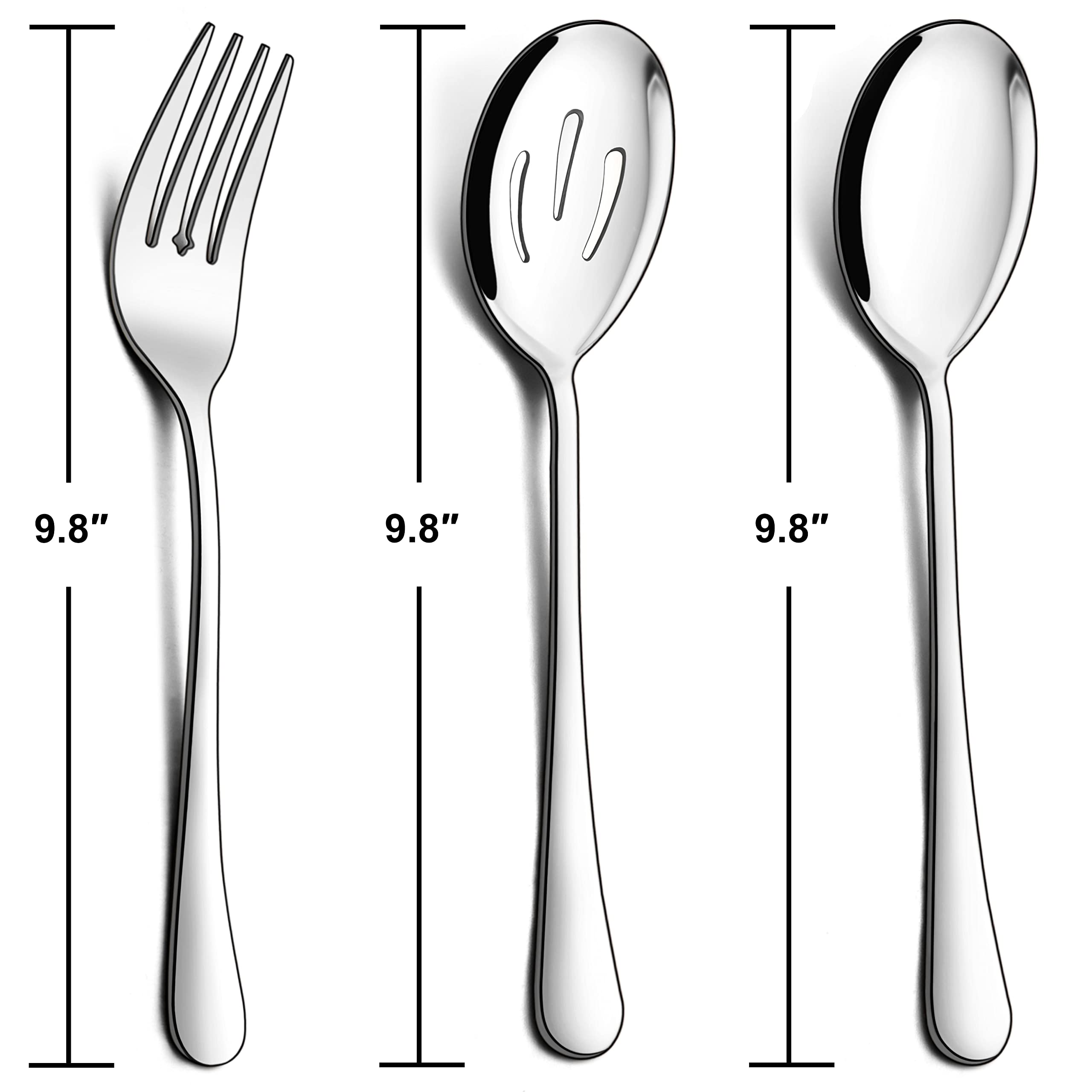 Homikit Stainless Steel 3 Large Serving Spoons, 3 Slotted Serving Spoons, 3 Serving Forks, Metal Serving Utensils Hostess Set for Food Catering Party Buffet Banquet Restaurant, Dishwasher Safe