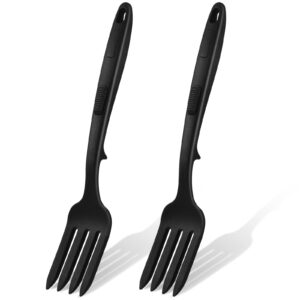 2 pcs silicone flexible fork silicone fork heat-resistant cooking fork dishwasher safe blending fork kitchen non stick fork ultimate fork for mix ingredients, mash food, whisk eggs (black)