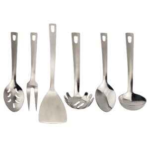 darware complete serving spoon & utensil set (6-piece set); includes pasta server, fork, spoon, slotted spoon, ladle, & cake/casserole server