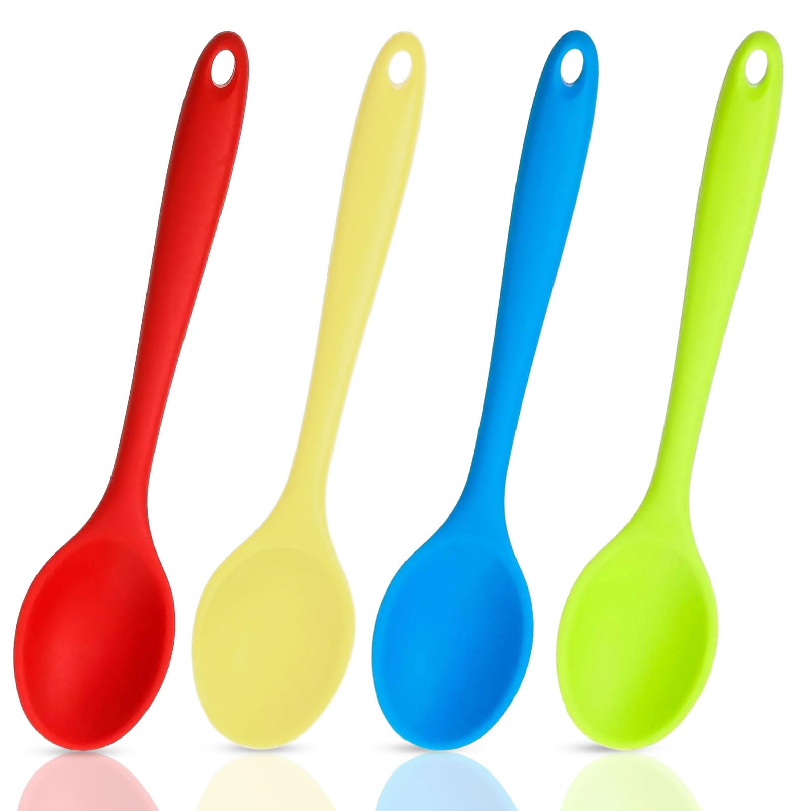 4 Pcs Mixing Spoons for Cooking, 8" Small Silicone Spoons Nonstick Heat Resistant Kitchen Spoon Silicone Serving Spoon Stirring Spoon for Kitchen Cooking Baking Stirring Mixing Tools