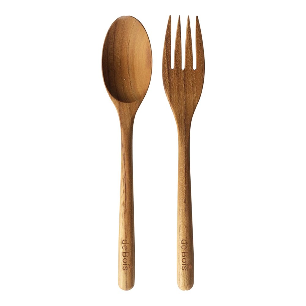 de Bois Dessert Spoon & Fork l Organic Teak l Spoon & Fork Dessert l Non Toxic Wooden Kitchen Utensils l Gift For Who Loved Healthy & Clean