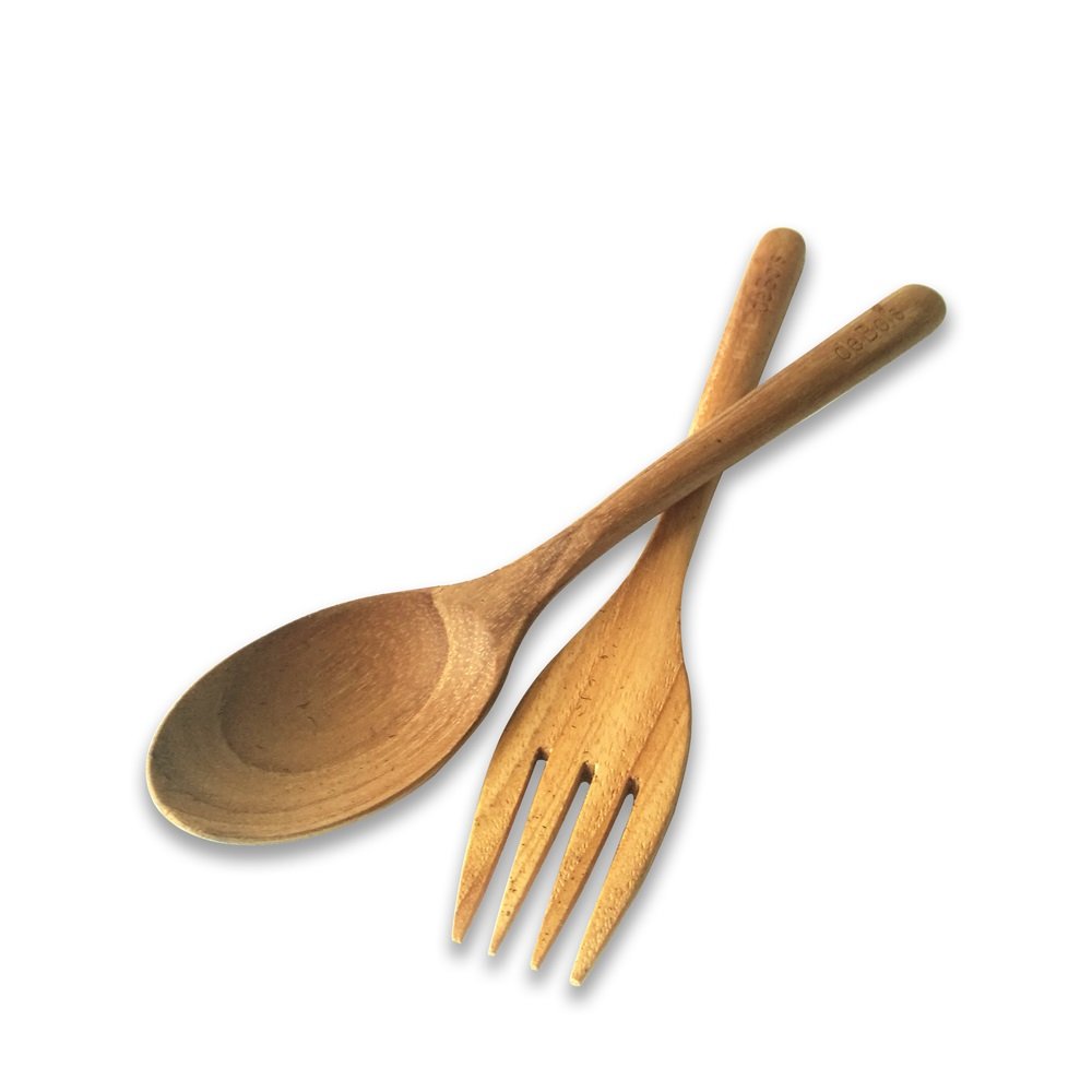 de Bois Dessert Spoon & Fork l Organic Teak l Spoon & Fork Dessert l Non Toxic Wooden Kitchen Utensils l Gift For Who Loved Healthy & Clean