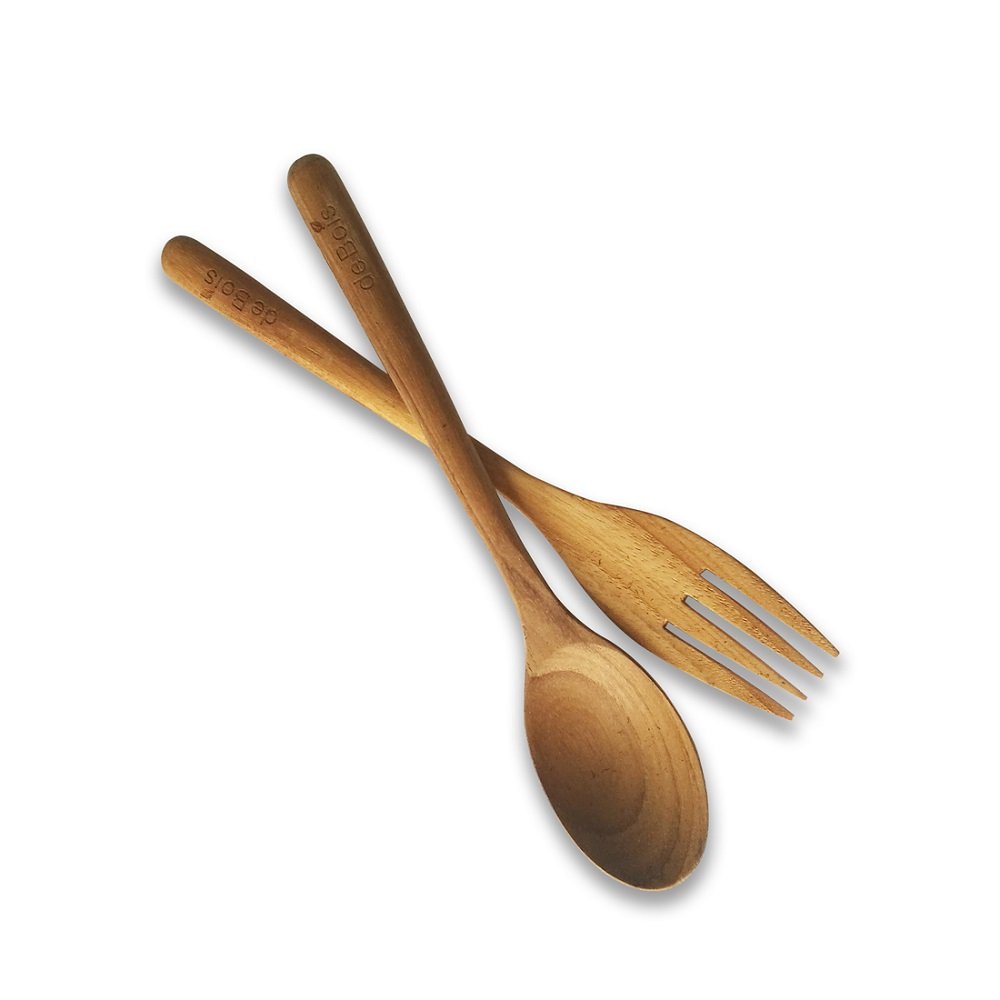 de Bois Dessert Spoon & Fork l Organic Teak l Spoon & Fork Dessert l Non Toxic Wooden Kitchen Utensils l Gift For Who Loved Healthy & Clean