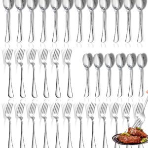 Spoons and Forks Set, Set of 30 Top Food Grade Stainless Steel Forks and Spoons Silverware Set, Kitchen Utensils Forks (8 Inch) and Spoons (6.69 Inch) Cutlery Set, Mirror Finish & Dishwasher Safe