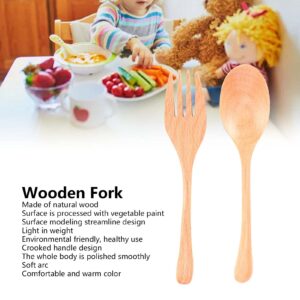 MISNODE 2Pcs Wooden Spoon Set Spoon Fork Set for Eating Mixing Stirring, Sauce Spoon Japanese Style Tableware Kitchen Utensil for Home Kitchen Restaurant